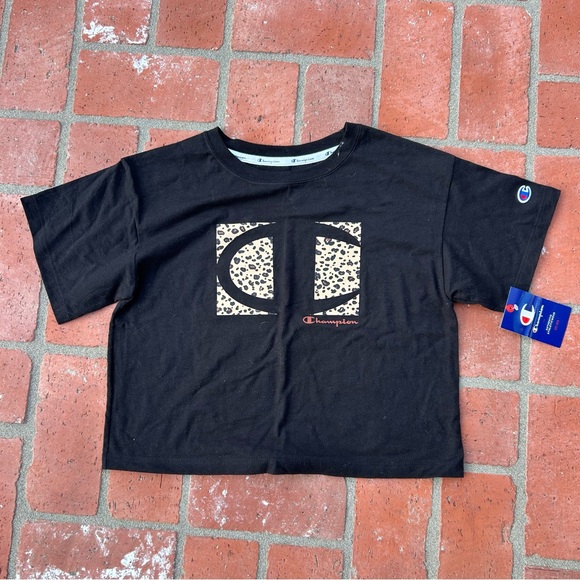 Champion | Tops | Nwt Champion Black Leopard Print Tshirt | Poshmark